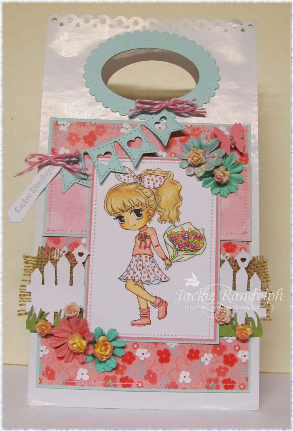 Cute Anime Girl Digi Stamp Isabel's Bouquet, Birthday Digital Stamp ...