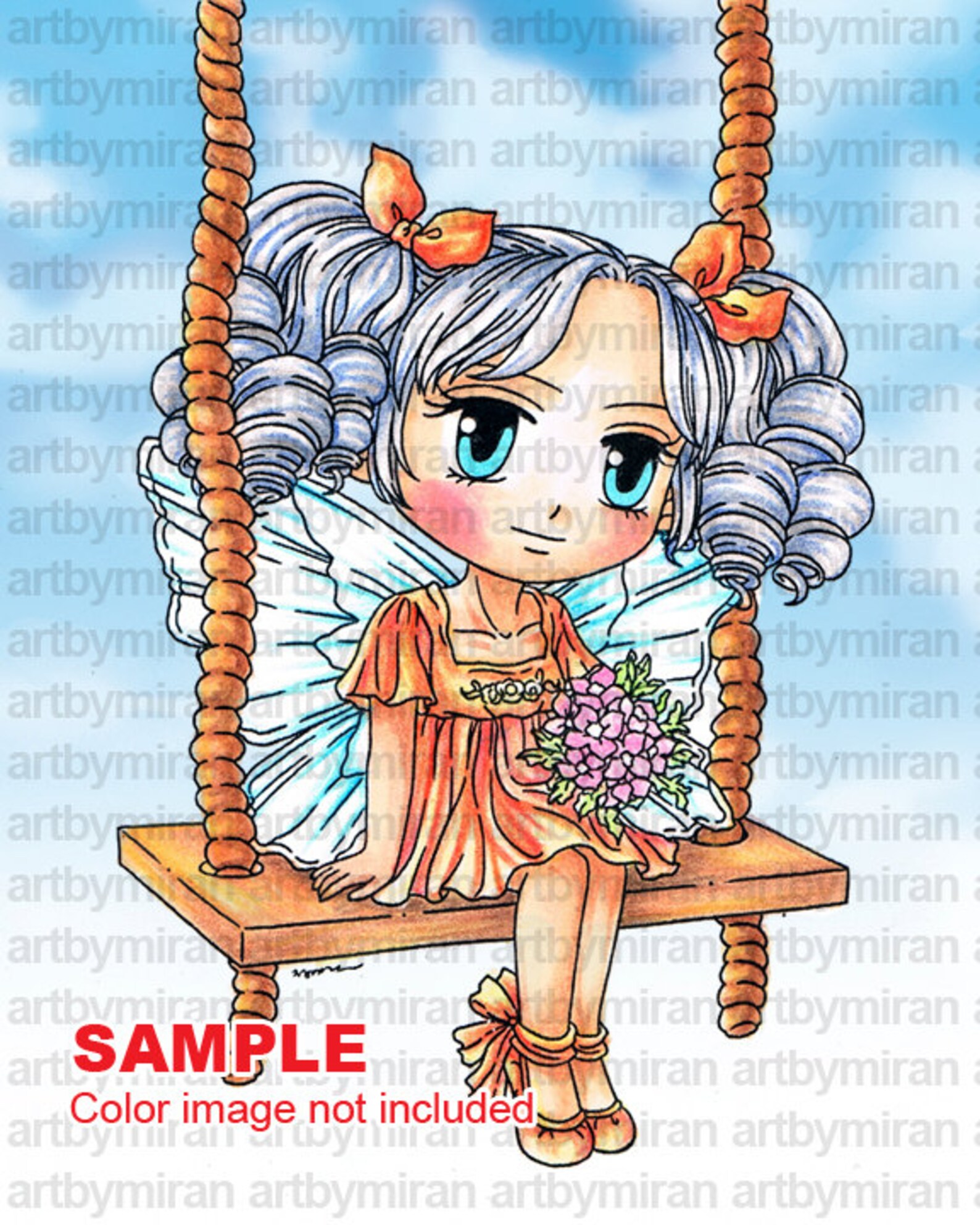 Fairy Digital Stamp Haylee, Digi Stamp, Printable Line Art for Card and ...