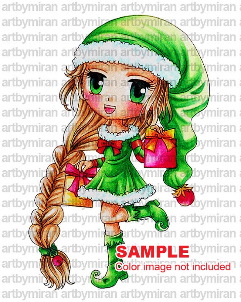 Elf Digi Stamp, Christmas Digital Stamp - Elfie Elizabeth(#149 ...