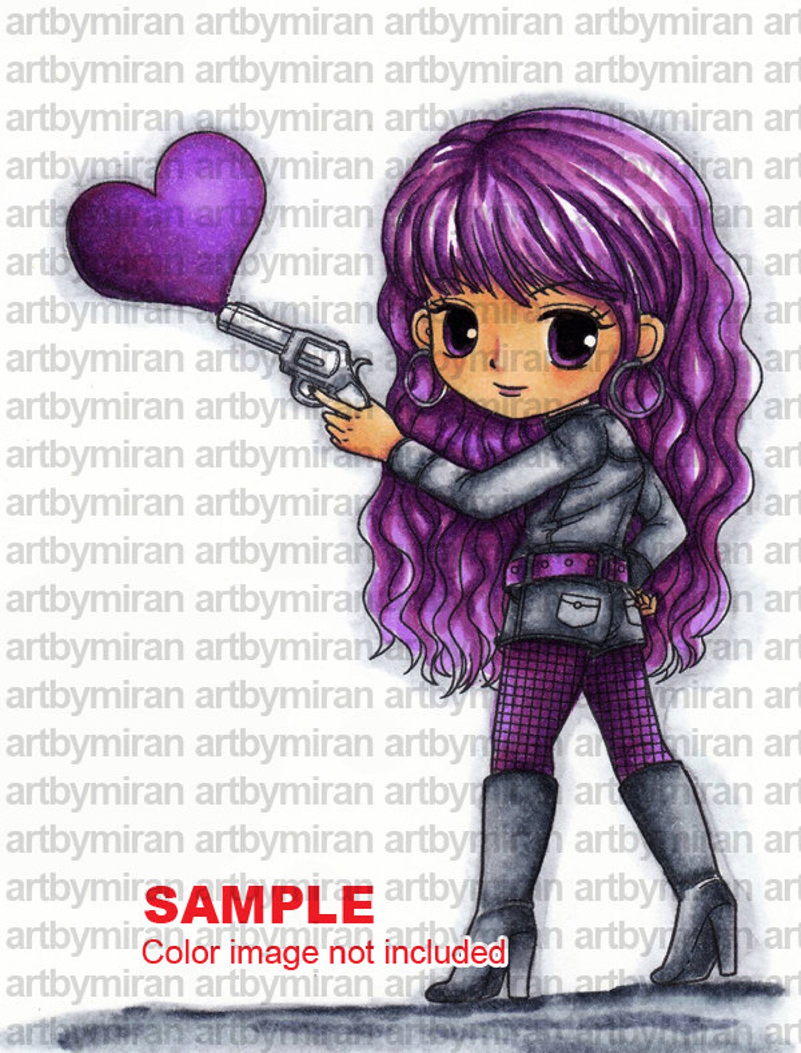 Valentine Digi Stamp-love Shot, Pretty Girl Heart Digital Stamp ...