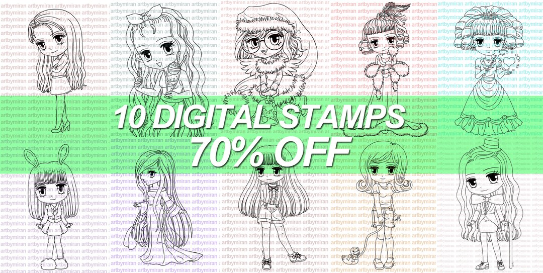 Digital Stamps Bundle 02 10 Digi Stamps, Printable, Line Art, Coloring ...