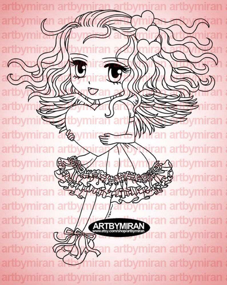 Digital Stamp Sweet-heart 254 Digi Stamp Anime - Etsy