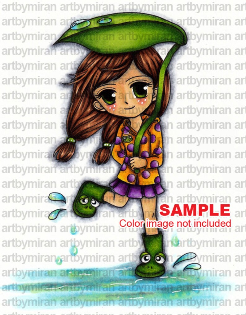 Digital Stamp-april's Rain9, Instant Download, Cute Digi Stamp ...