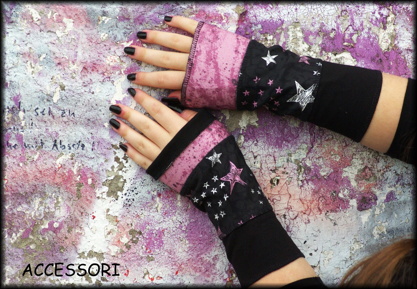 Stulpen Armstulpen Handstulpen Wendestulpen Sommerstulpen schwarz rosa ...