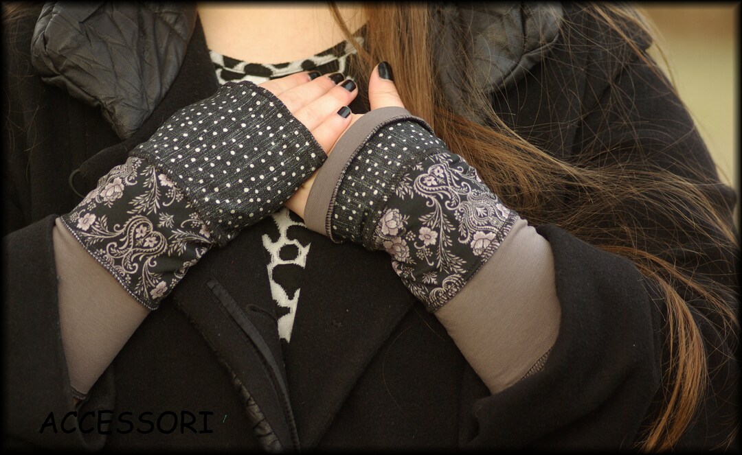 Cuffs Arm Warmerhand Tulips Summer Warmers Grey Brown Dotted Floral ...