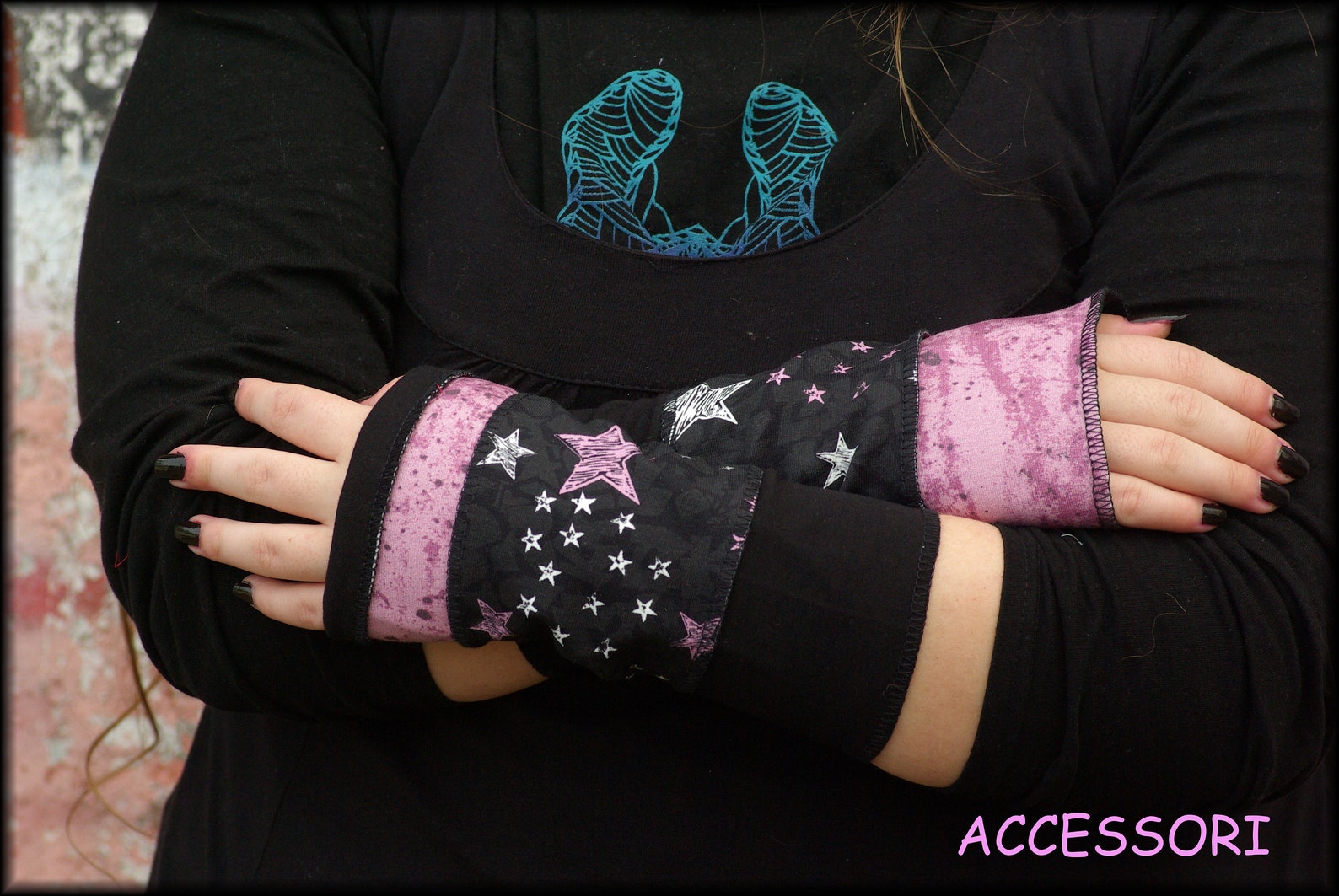 Stulpen Armstulpen Handstulpen Wendestulpen Sommerstulpen schwarz rosa ...