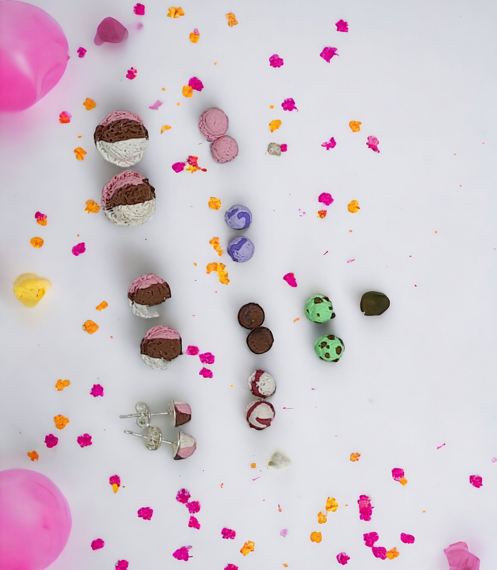 Icecream,scoop,stud,realistic,earrings,clay,neapolitan,food,dessert ...