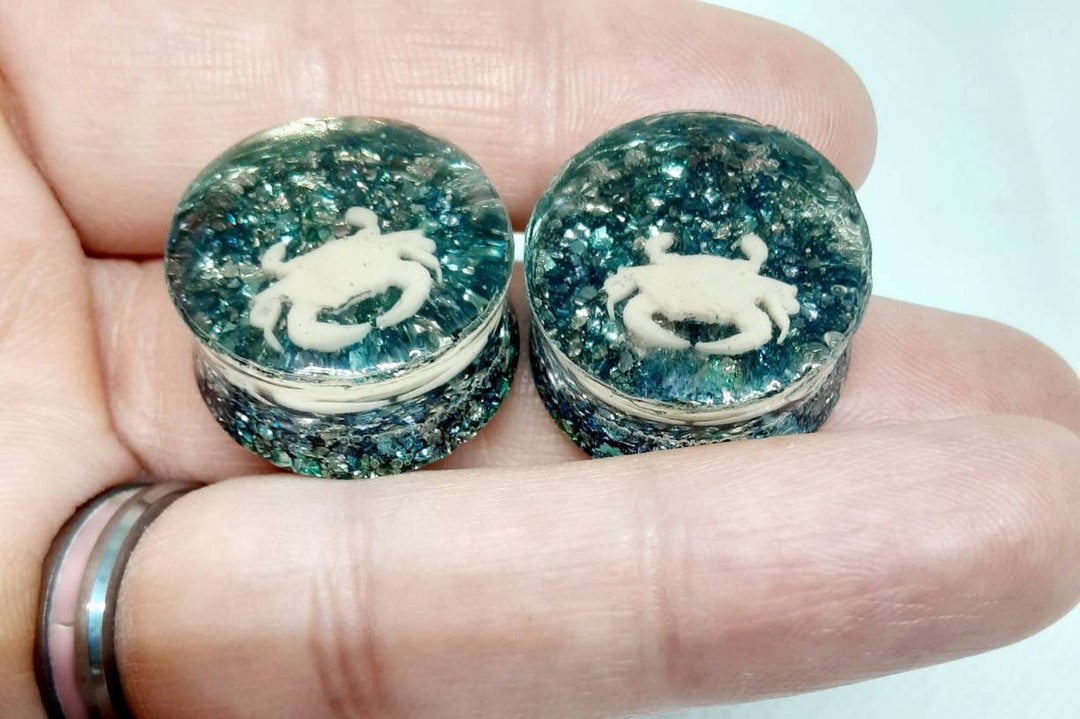 Seaglass,chips,crab,seashells,seahorse,ear,plugs,gauges,earrings,gauged ...