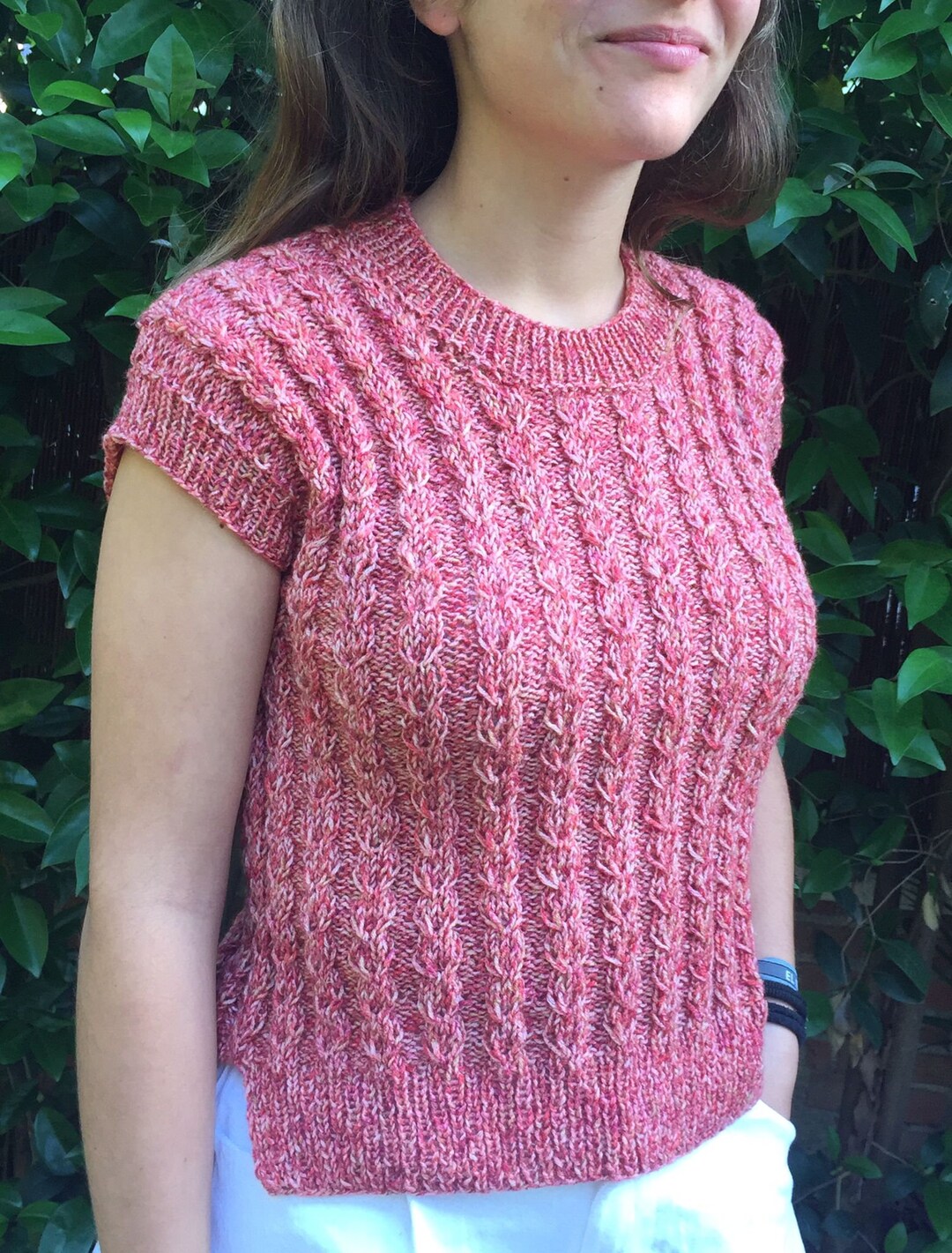 Melange Pink Vest, Hand Knitted Top, Sleeveless Jumper, Knitted Vest ...