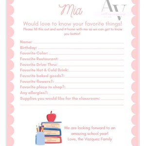 Scalloped Teacher Questionnaire Get to Know the Teacher Teacher ...