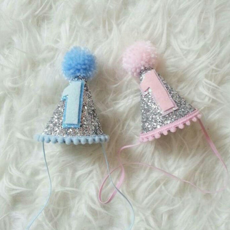 Mini Party Hat| Twin Birthday | Pink or Blue | First Birthday | Party ...