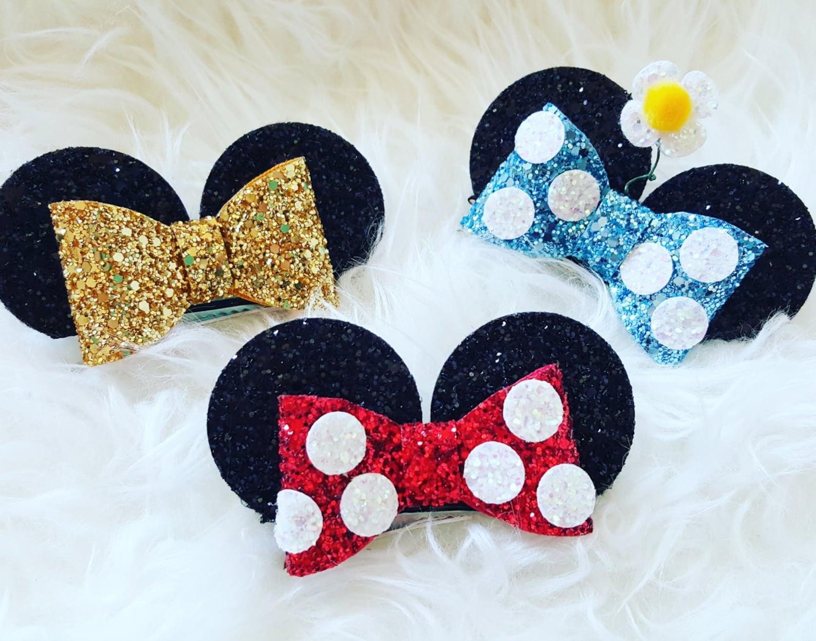 Glittery Minnie Mouse Ears Clip Minnie Mouse Birthday - Etsy