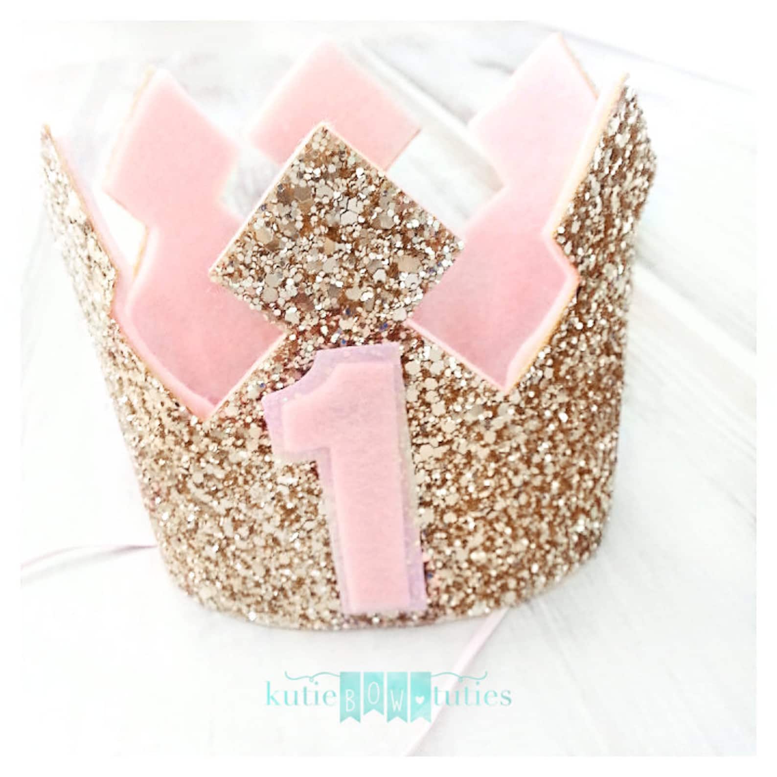 Custom Glittery Pink and Gold Birthday Crown Gold and Pink - Etsy