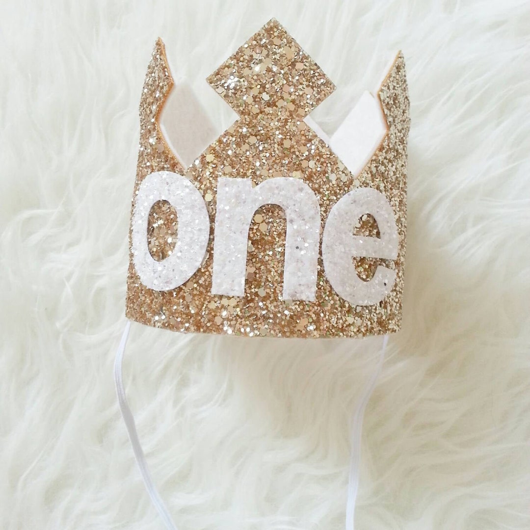 Gold and White Glittery Birthday Crown Birthday Girl Crown Cake Smash ...