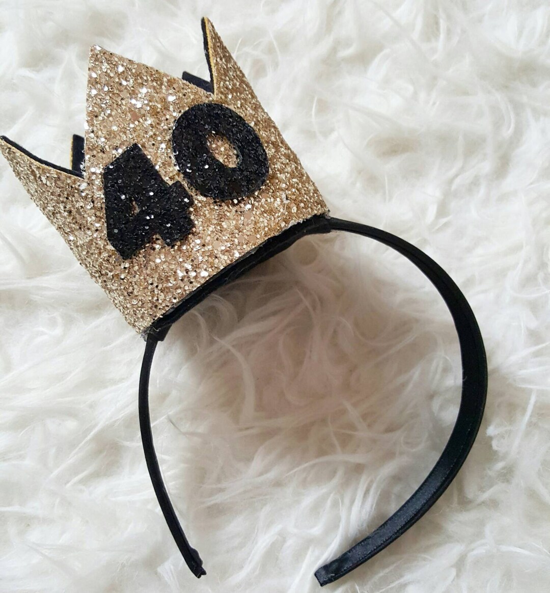 Black and Gold Glittery 40th Birthday Crown | 40th Birthday |gold ...