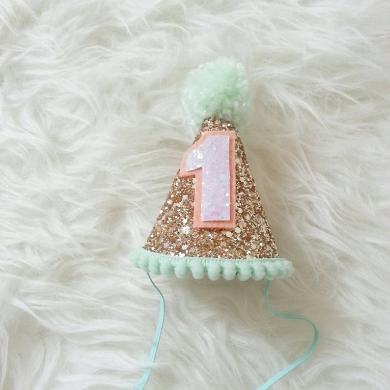 Mini Glittery Birthday Girl Party Hat | Birthday | Cake Smash | 1st ...