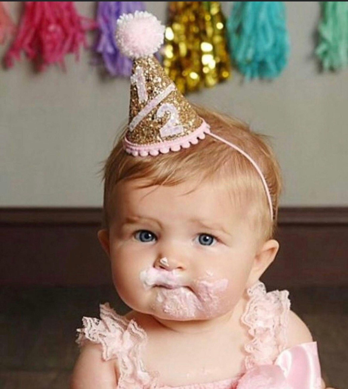 1 2 Birthday Mini Glittery Party Hat 6 Month Birthday Cake Smash 1 2 Birthday Mini Glittery Party Hat 6 Month Birthday Cake Smash