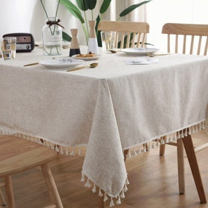 Round Square Rectangle Tablecloth Linen Stone Washed Soft Cotton ...