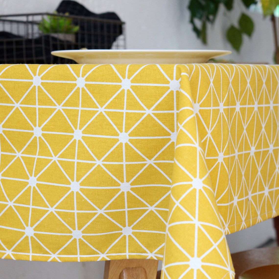 Tablecloth Yellow Plaid Linen Cotton Tablecloth Wedding | Etsy