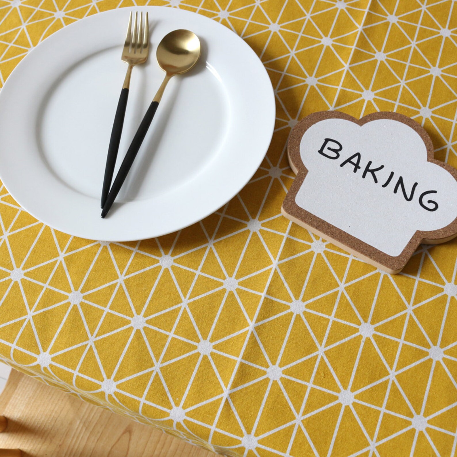 Tablecloth, Yellow Plaid Linen Cotton Tablecloth, Wedding Birthday ...