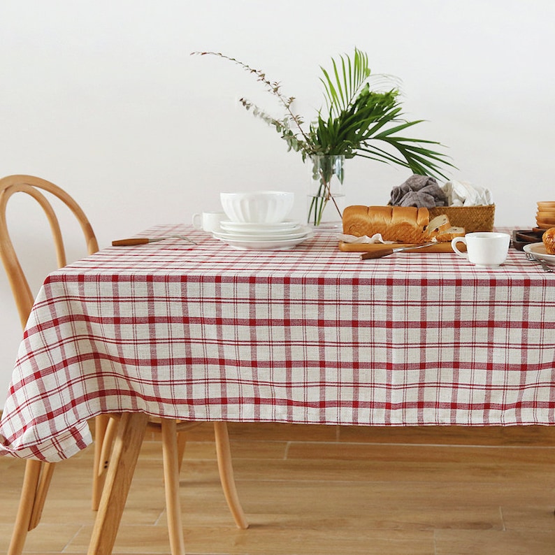 3 Pattern Red Stripe Plaid Solid Heavy Table Cloth Table - Etsy
