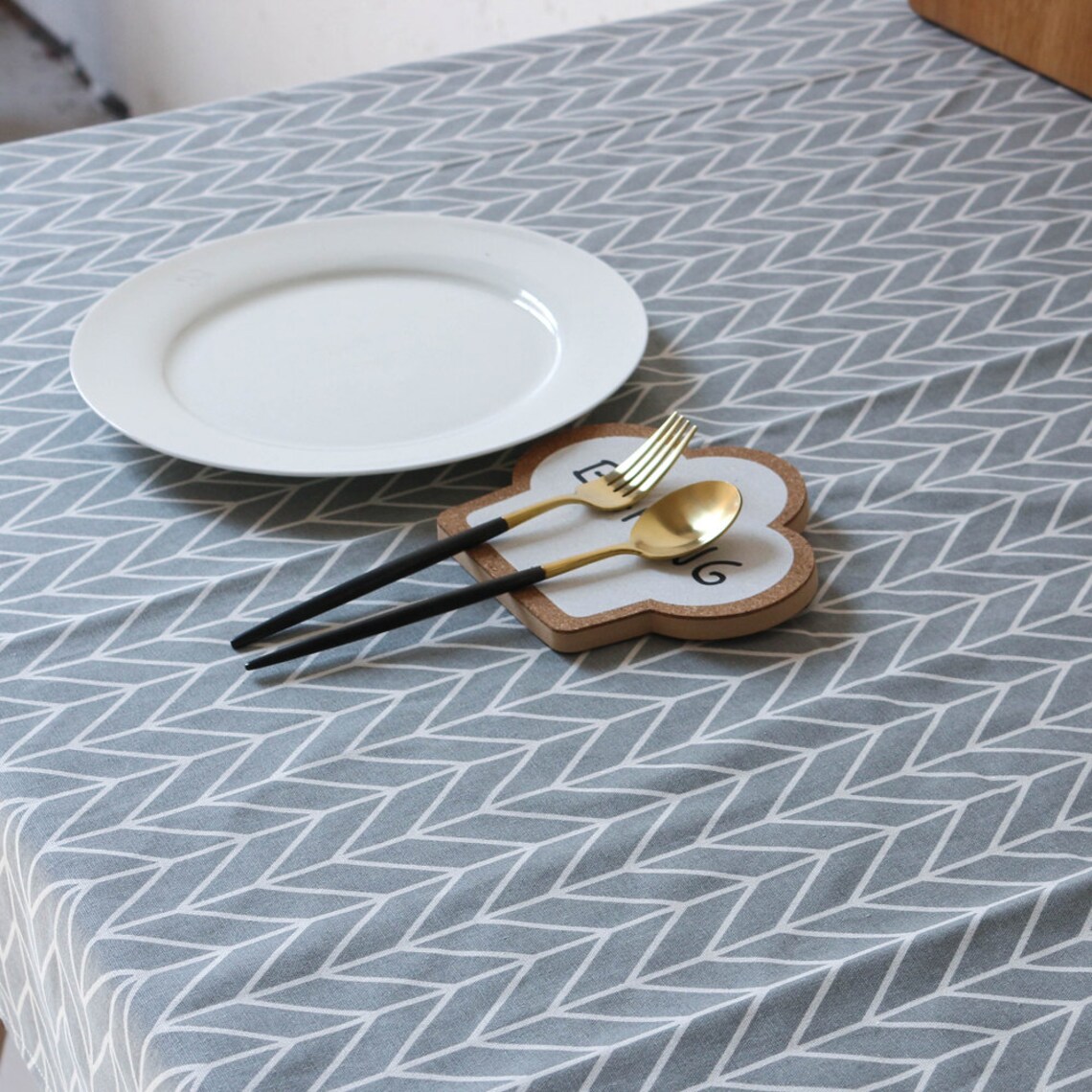 Gray Arrow Cotton Linen Tablecloth, Wedding Party Table Overlay - Etsy