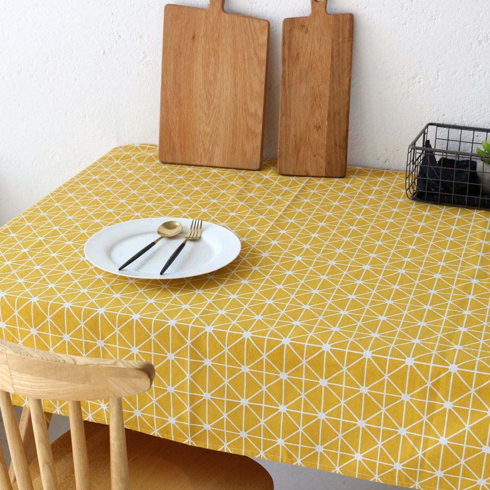 Tablecloth Yellow Plaid Linen Cotton Tablecloth Wedding - Etsy