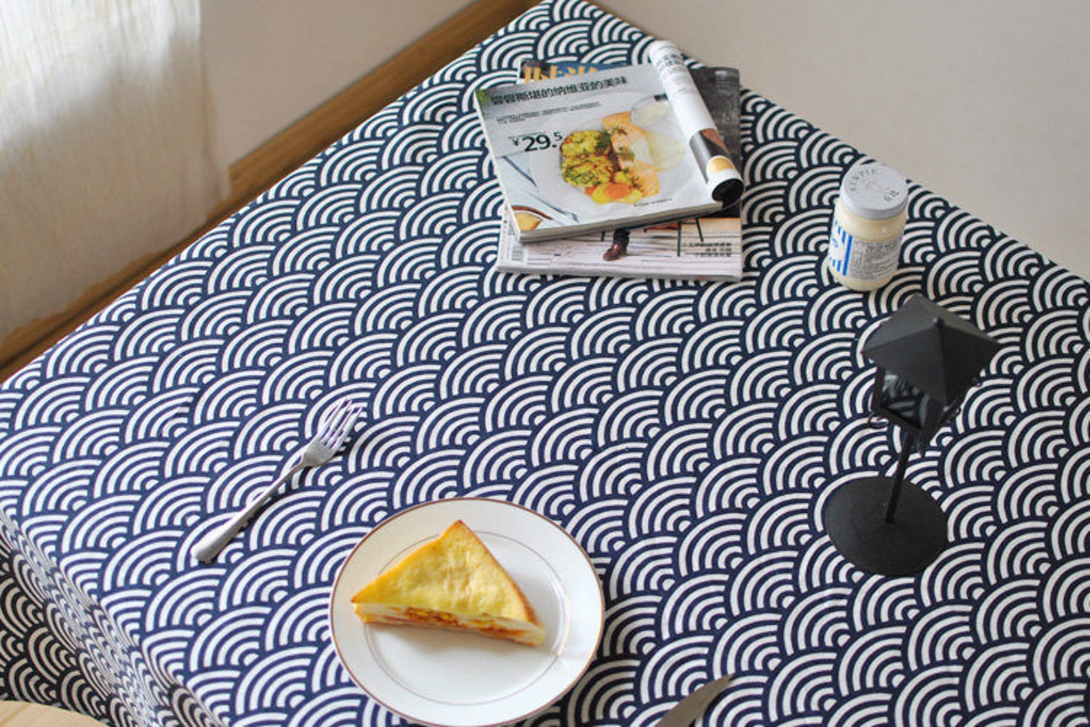 Tablecloth, Navy Linen Cotton Table Cloth, Vintage Decorative Dining ...