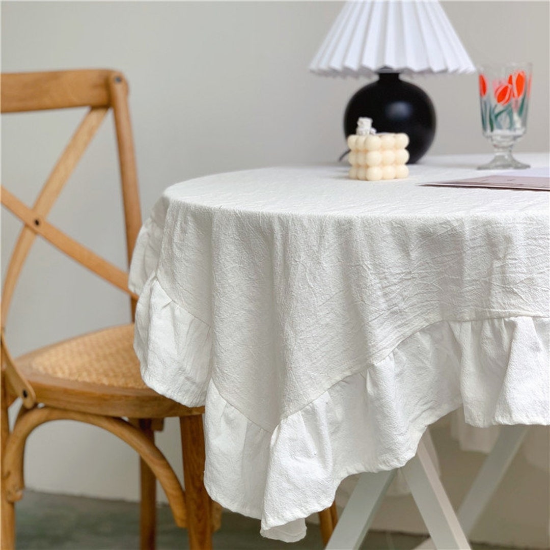 Ruffled Wedding Tablecloth off White Sotne Washed Cotton Tablecloths ...