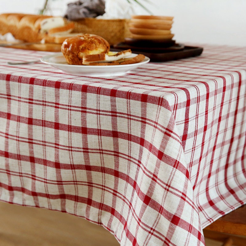 3 Pattern Red Stripe Plaid Solid Heavy Table Cloth Table - Etsy