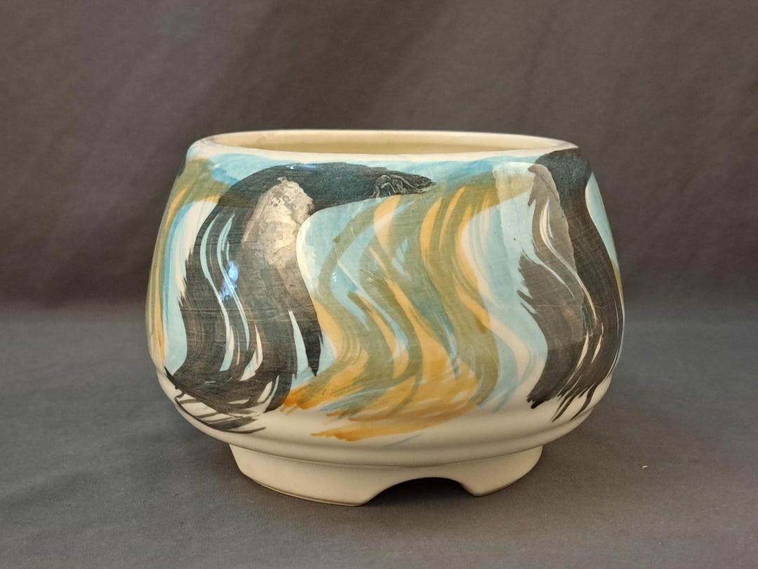 Vintage Hand Painted UPCO Ungemach Pottery USA Planter Flower Pot MCM ...