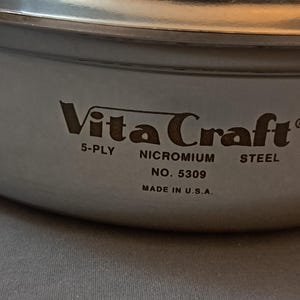 Vita Craft Super 5 Nicromium Stainless Steel 8 5/8 Skillet With Lid 5-ply Waterless Cookware ...