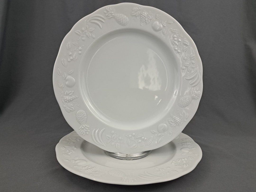 Apilco De Limoges France Embossed Fruits Rim Dinner Plates 10.5 Inch ...