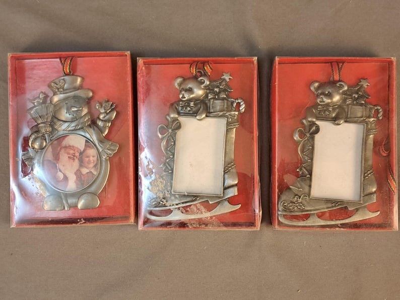 Vintage Pewter Christmas Hanging Ornament Desk Picture Frame Price for ...