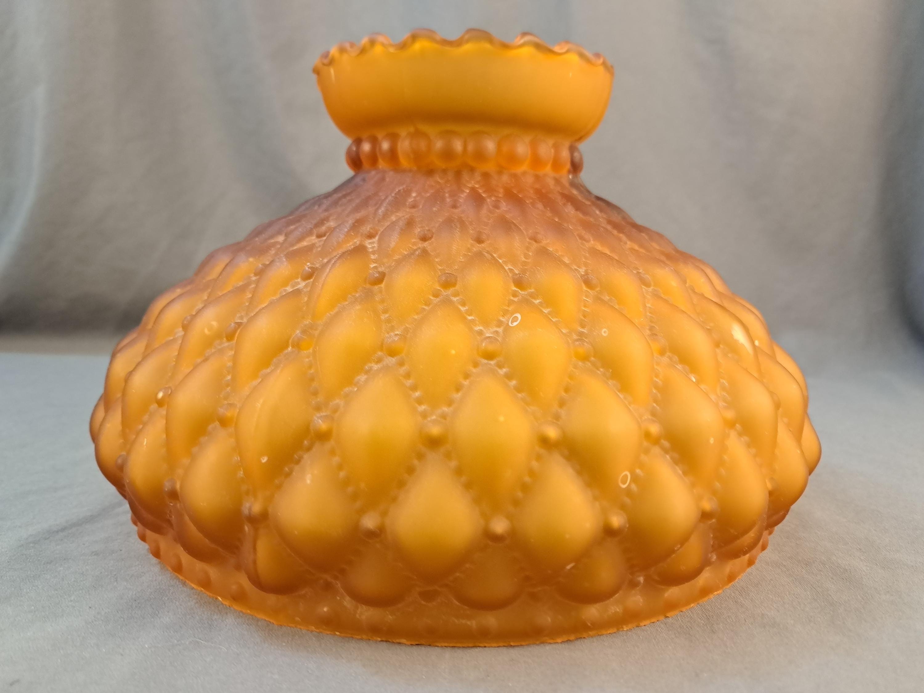 Diamond Quilted Satin Amber Glass Shade Embossed Pattern Diamond Quilted Satin Amber Glass Shade Embossed Pattern
