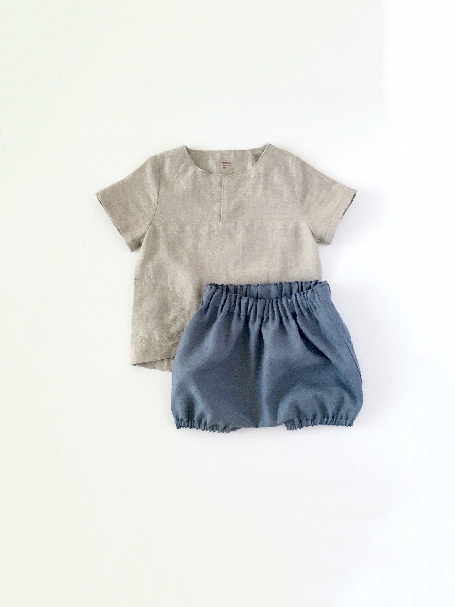 Boy Linen Outfit Natural Linen Shirt and Light Blue Bloomers - Etsy ...