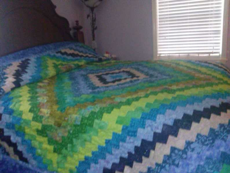 Batik Blue/green Quilt Made From the Quick Trip Pattern - Etsy