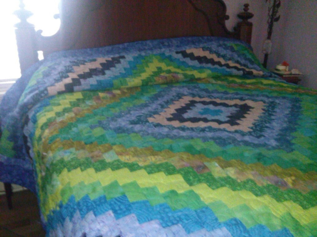 Batik Blue/green Quilt Made From the Quick Trip Pattern - Etsy