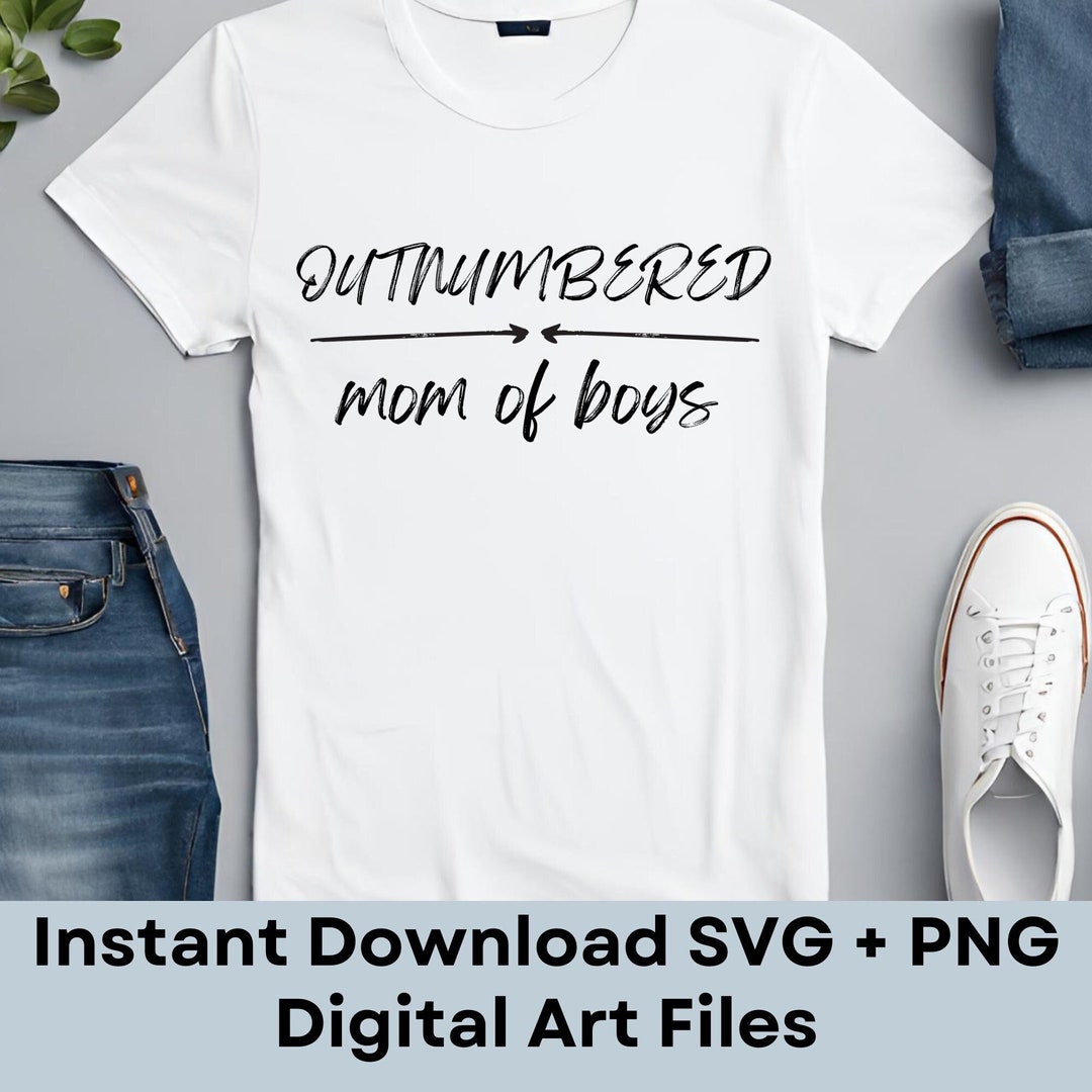 Outnumbered Mom of Boys SVG & PNG Digital Files Instant - Etsy
