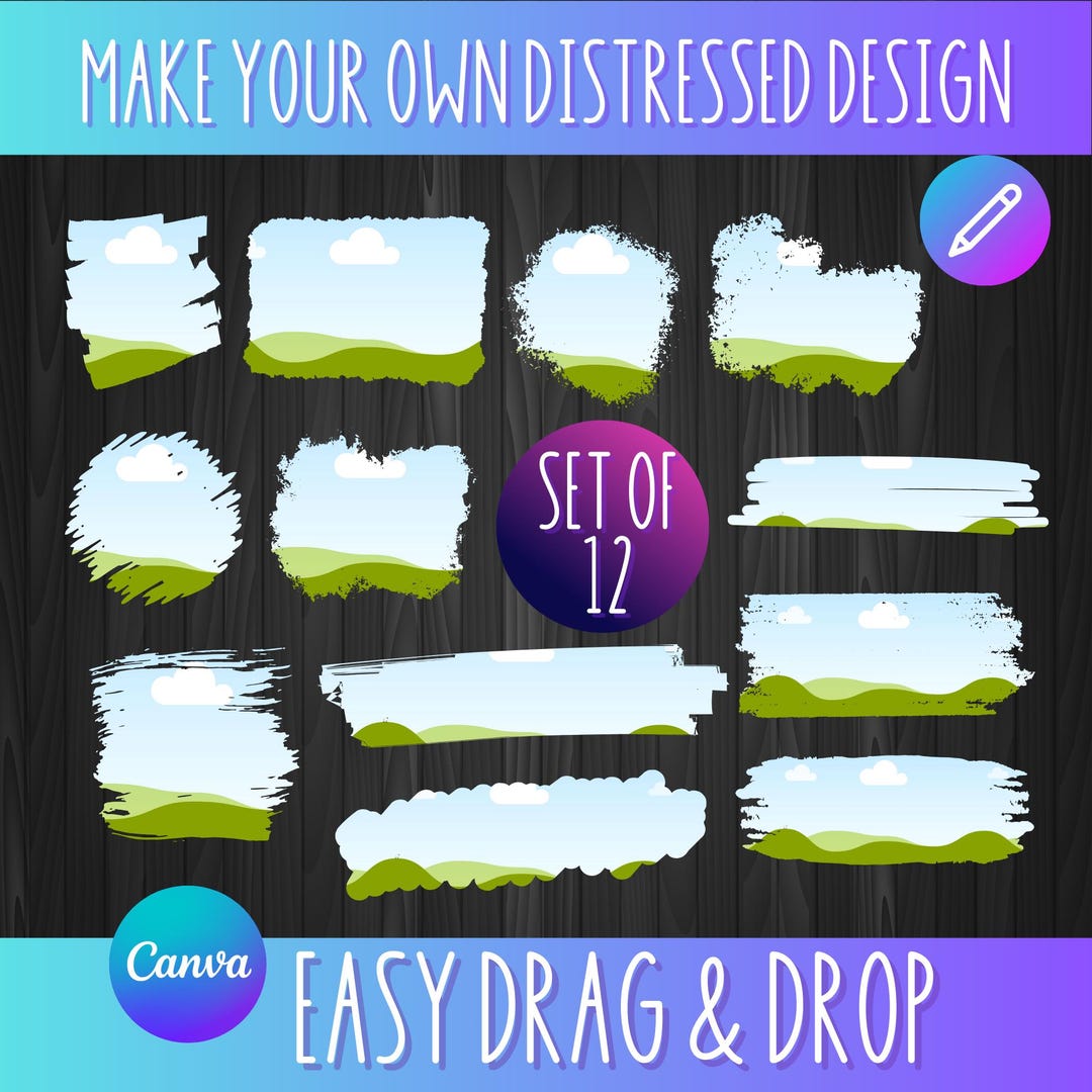 Canva Distressed Frames, Canva Frame Template,drag and Drop, Fill Your ...