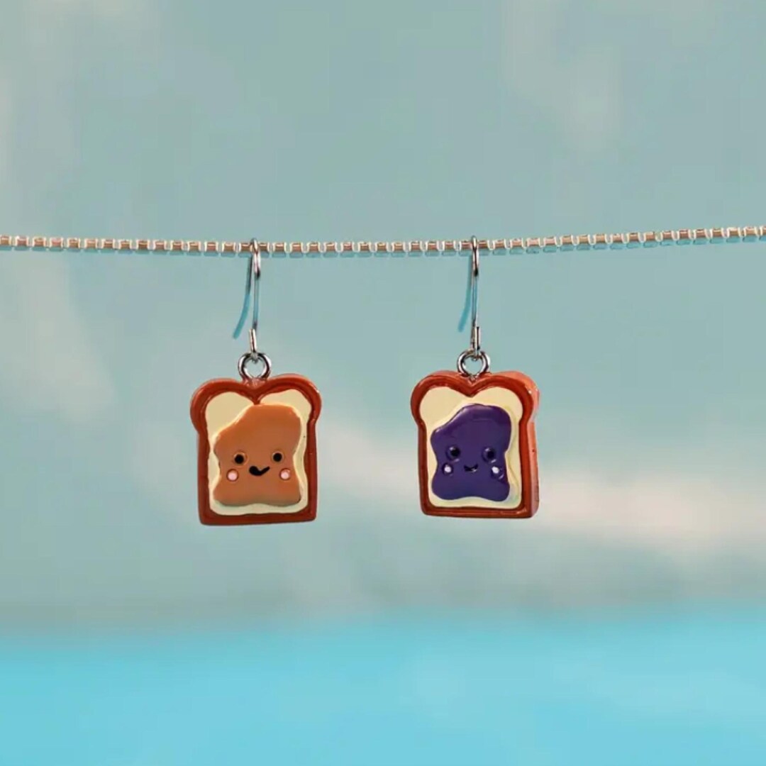 Peanut Butter and Jelly Toast Dangle Earrings, Fun Earrings, Novelty ...