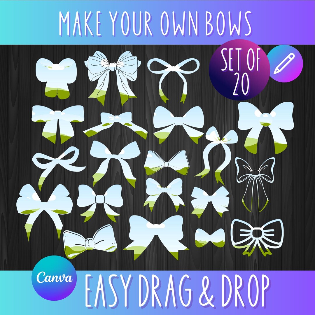 Design Your Own Bow, Canva Frames Bundle, Set of 20 Bows, Easy to Use ...