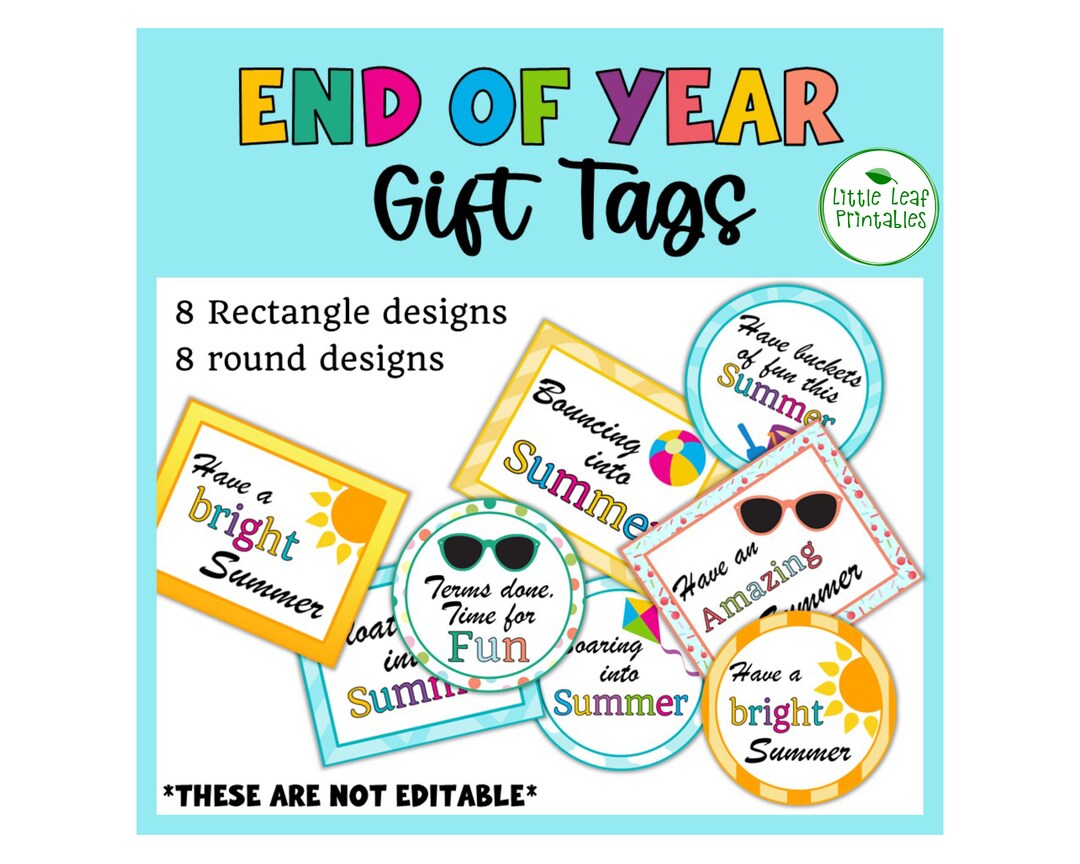 End of Year Summer Gift Tags, Teacher to Student Gift Tags - Etsy