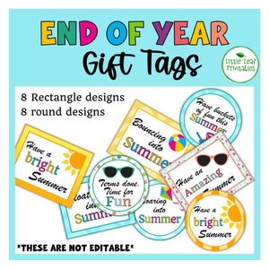 End of Year Summer Gift Tags, Teacher to Student Gift Tags - Etsy