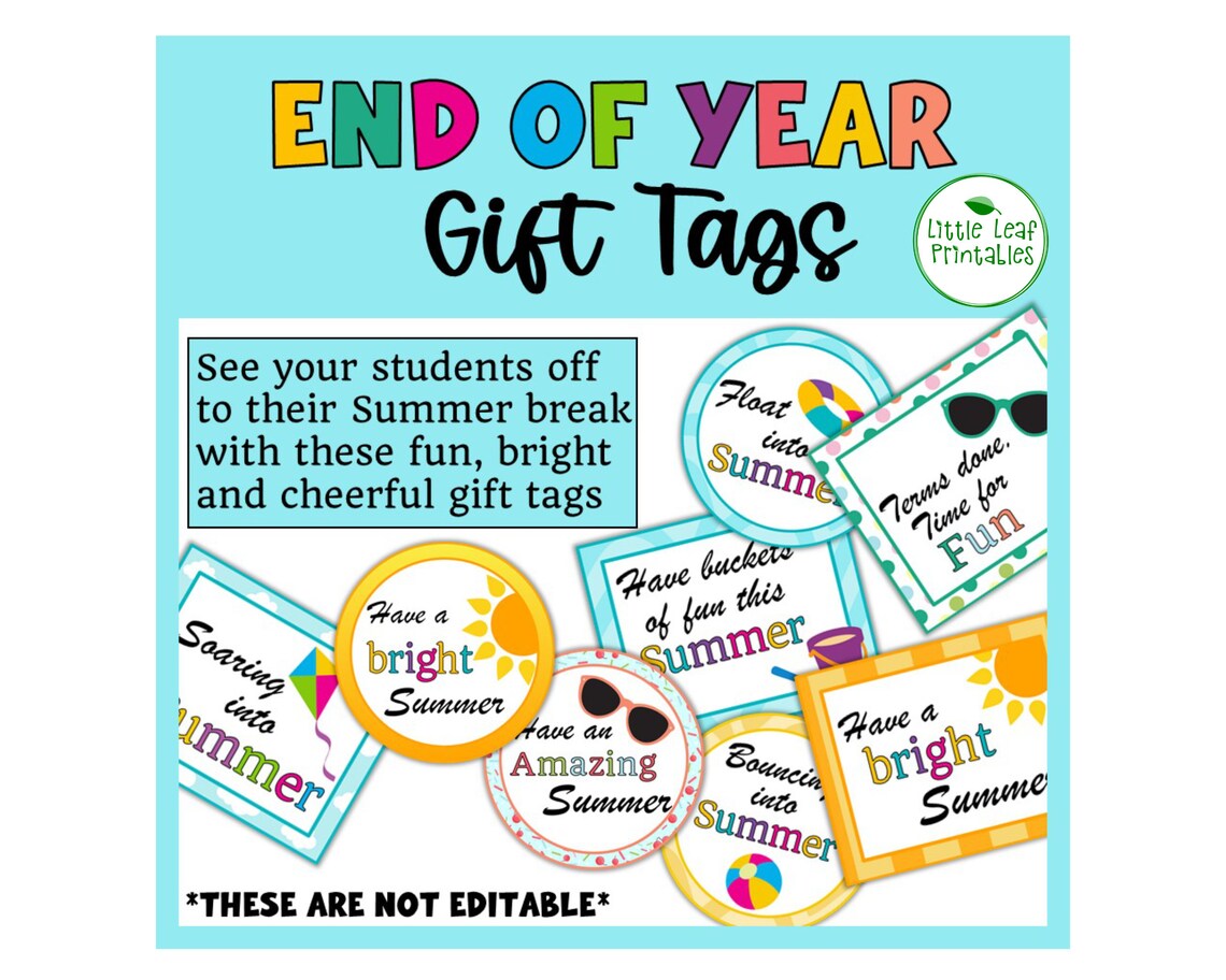 End of Year Summer Gift Tags, Teacher to Student Gift Tags - Etsy