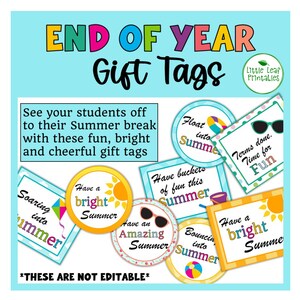 End of Year Summer Gift Tags, Teacher to Student Gift Tags - Etsy