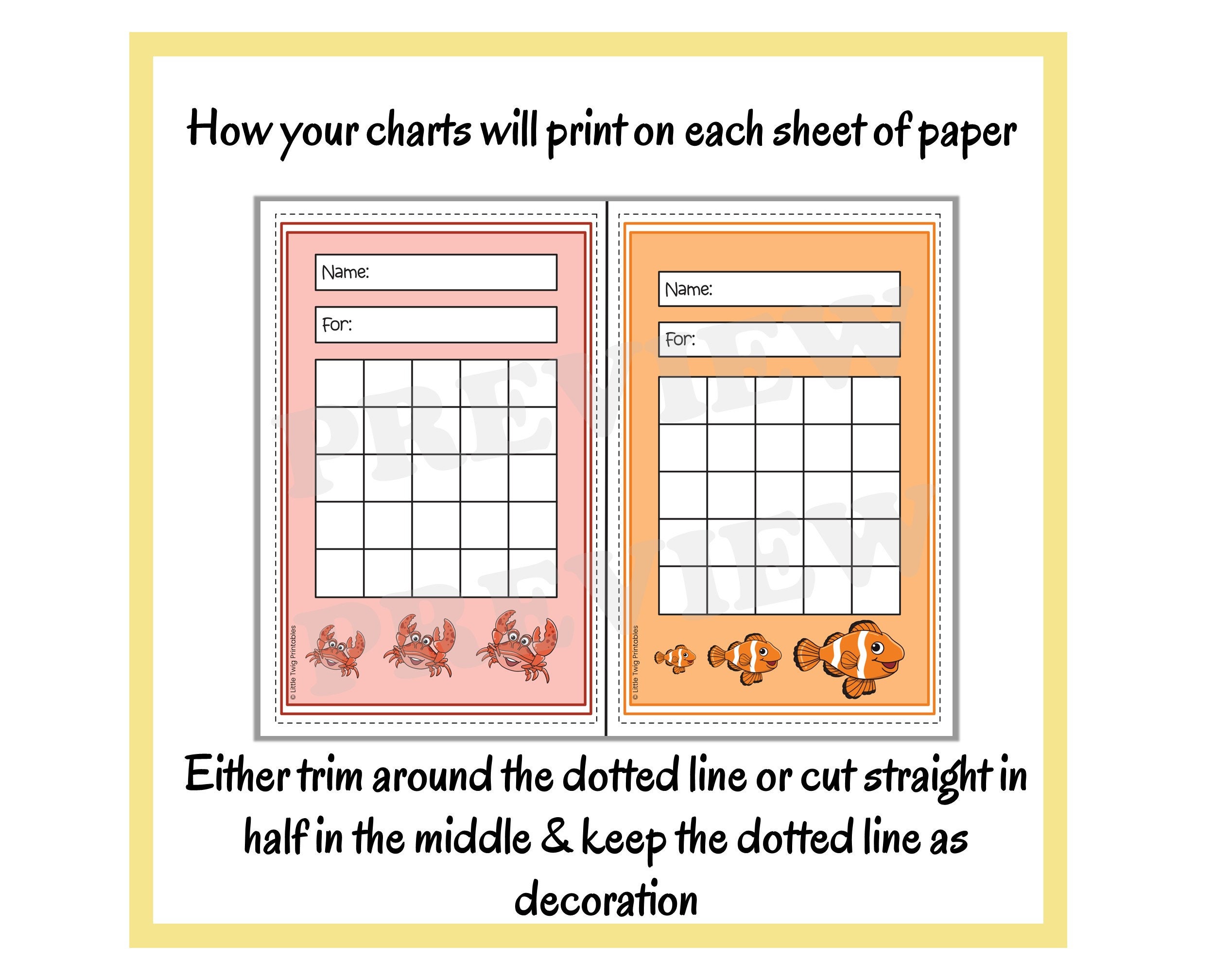 10 Ocean Themed Reward Cards Printable Incentive Charts for Young ...