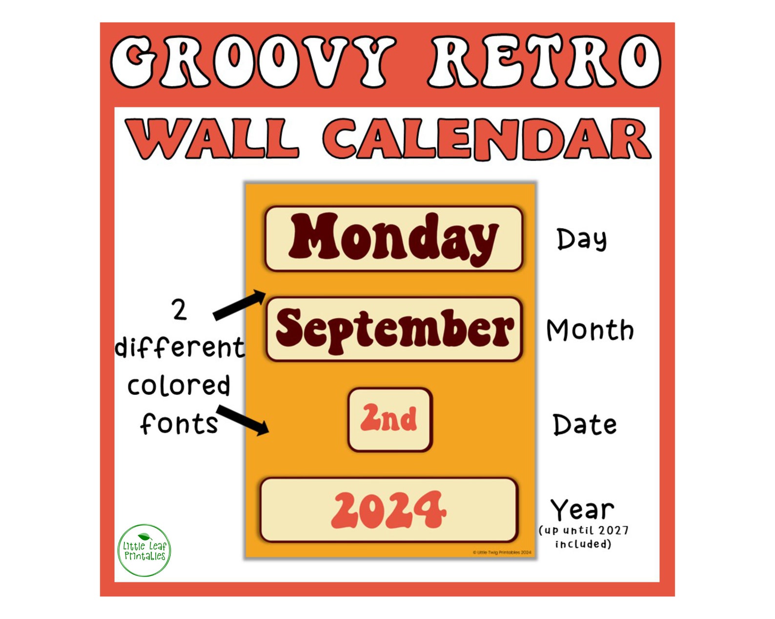 Groovy Wall Calendar, Interchangeable Calendar, Educational Décor ...