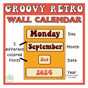 Groovy Wall Calendar, Interchangeable Calendar, Educational Décor ...