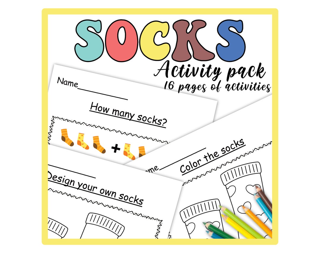 Children's Activities, Count and Match, Socks Activity Pack, No Prep ...